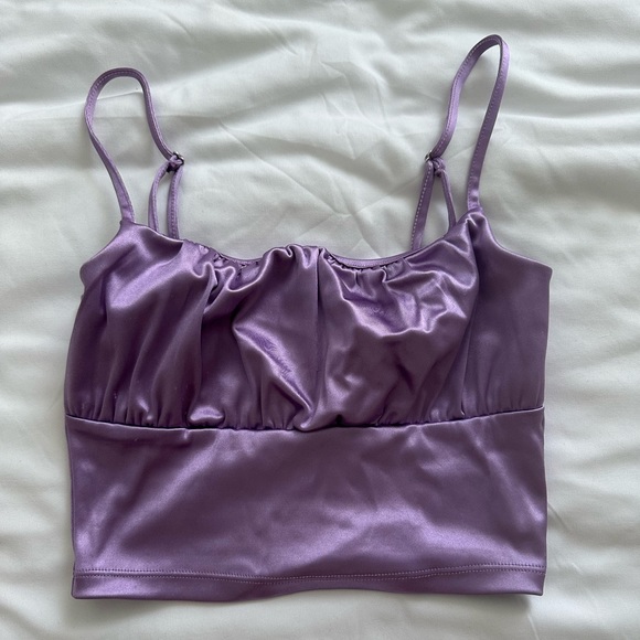 H&M | Tops | Hm Shiny Purple Crop Top | Poshmark